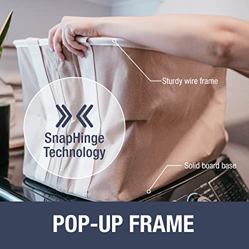 CleverMade Collapsible Fabric Laundry Basket - Premium Foldable Pop Up Storage Bin - Space Saving Hamper with Side Handles Large, Mocha, 2 Pack