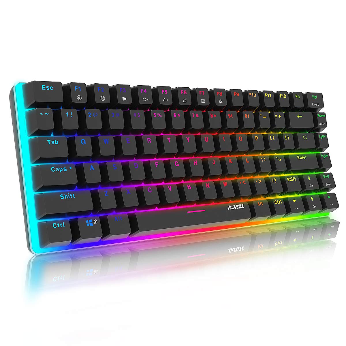 AG-AK33 75% Gaming Keyboard, 82 Keys Compact Mechanical Keyboard, RGB Backlit with 16.8 Million Colors, Anti-ghosting Design/Full Key Unbuffered/Programmable Macro, Blue Switch for Mac Windows