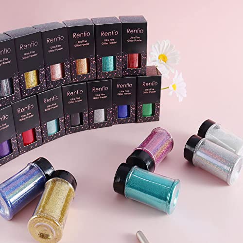Renfio Ultra Fine Glitter Powder Metallic Resin Glitter 1.75 Oz (50g) PET Flakes Crafts Sequins 1/128" 0.008" 0.2mm Epoxy Chips Flakes for Tumblers Slime Decoration - Deep Black