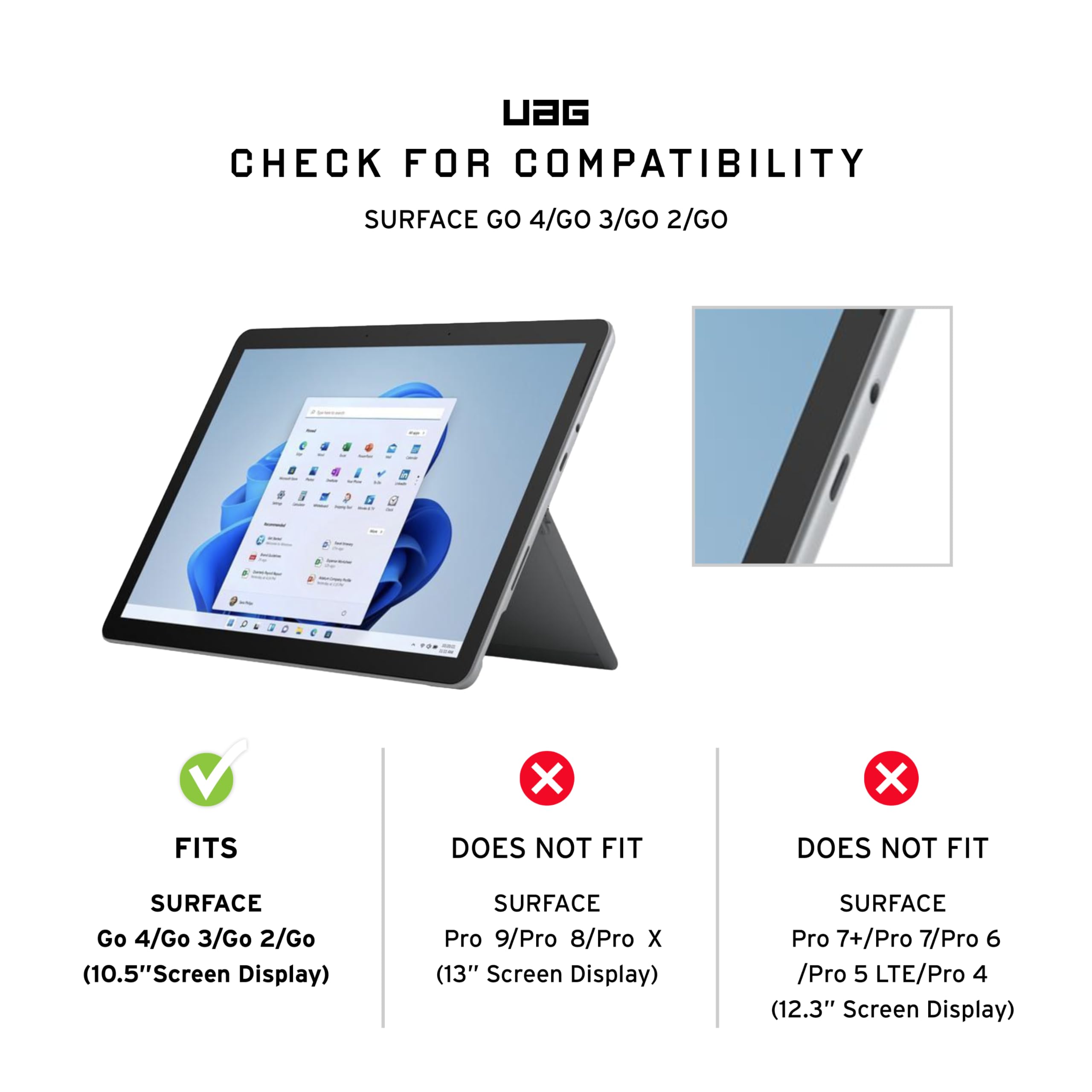 URBAN ARMOR GEAR UAG Designed for Microsoft Surface Go 4 / Surface Go 3 / Surface Go 2 / Surface Go Case 10.5" Plasma w/Hand Strap & Shoulder Strap Feather-Light Rugged Military Drop Tested Cover Ice