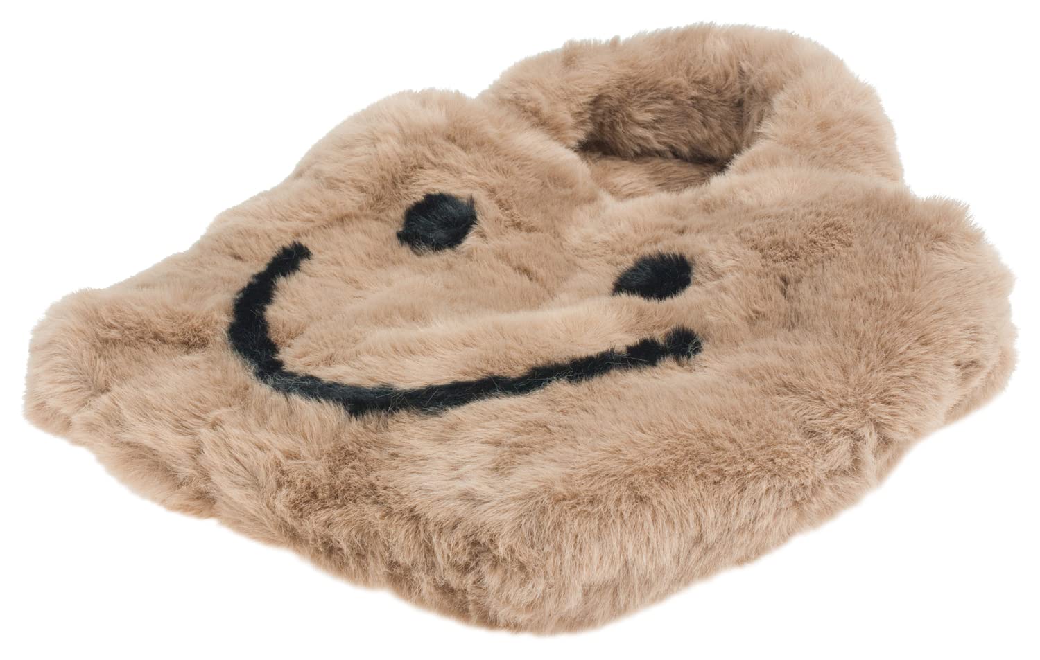 AnnaKastle Womens Soft Eco Fur Smile Fuzzy Mini Tote Bag Purse Yellow