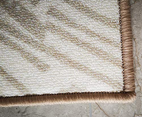 DEERLUX Modern Living Room Area Rug with Nonslip Backing, Abstract Beige Chevron Strokes Pattern, 2.5 x 6.5 Ft Runner