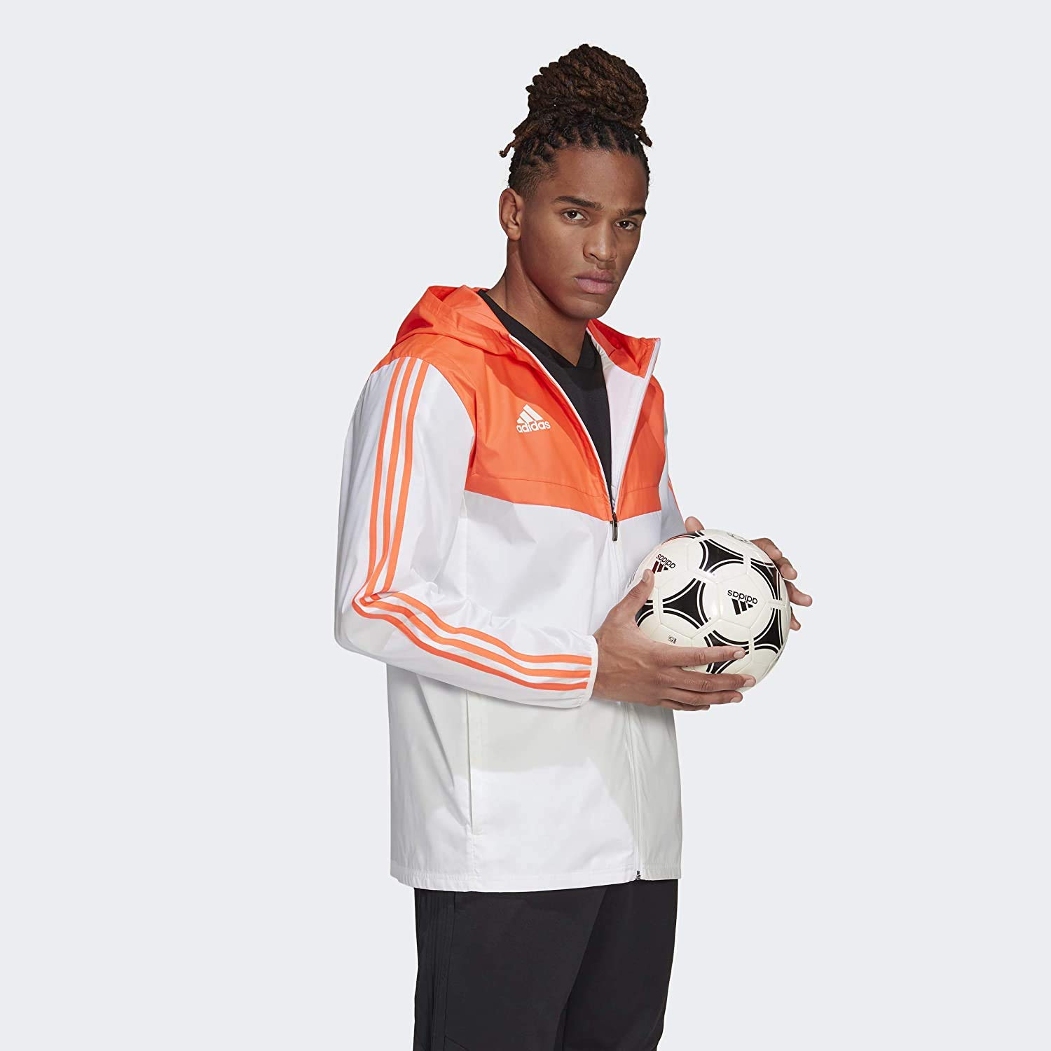 adidas Adidas Football Soccer Tiro Windbreaker Men, White/Solar Red, Medium
