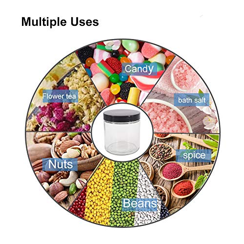 BPFY 6 Pack 16 oz Glass Jars With Plastic Lids, Glass Kitchen Canisters Cabinet, Pantry Organization, Food Storage Jars for Flour, Sugar, Coffee, Candy, Snacks, 8 Chalk Labels, 1 Pen