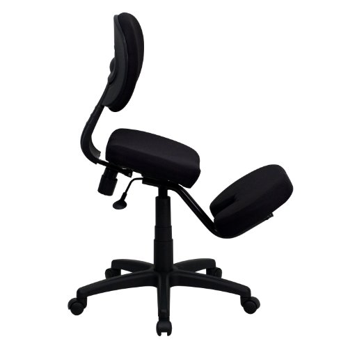 BizChair Mobile Ergonomic Kneeling Posture Task Office Chair in Black Fabric