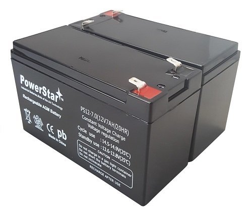PowerStar 12v 7ah UPS Battery Replaces 7ah Enduring CB7-12, CB-7-12 - 2 Pack