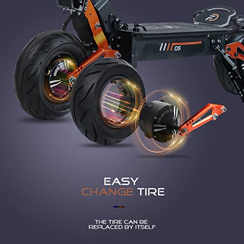 D5 Foldable Electric Kick Scooter High Power Dual Drive 5000W Motor Max Speed 60-70KM/H 12" Vacuum Off-Road Tire 48V 35AH Large Battery 37-74 Miles with Dual Hydraulic Shock