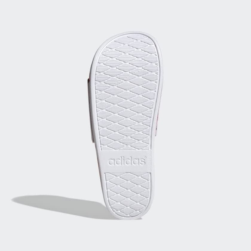 adidas Women's Adilette Comfort Slides Sandal, White/Ray Red/Core Black, 7