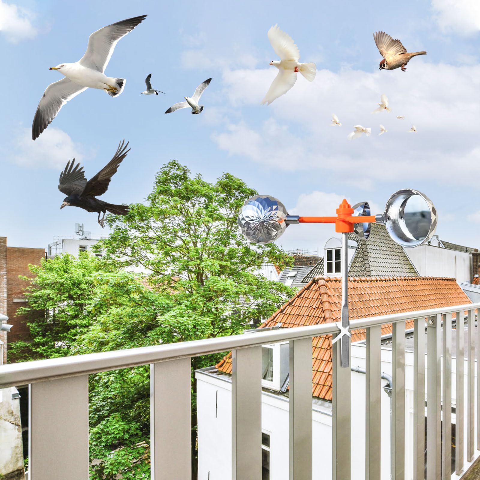 Bird Reflective Spinning Deterrent Devices for Outside Keep Birds Away Pigeon Woodpeckers Deterrent for Garden Roofs