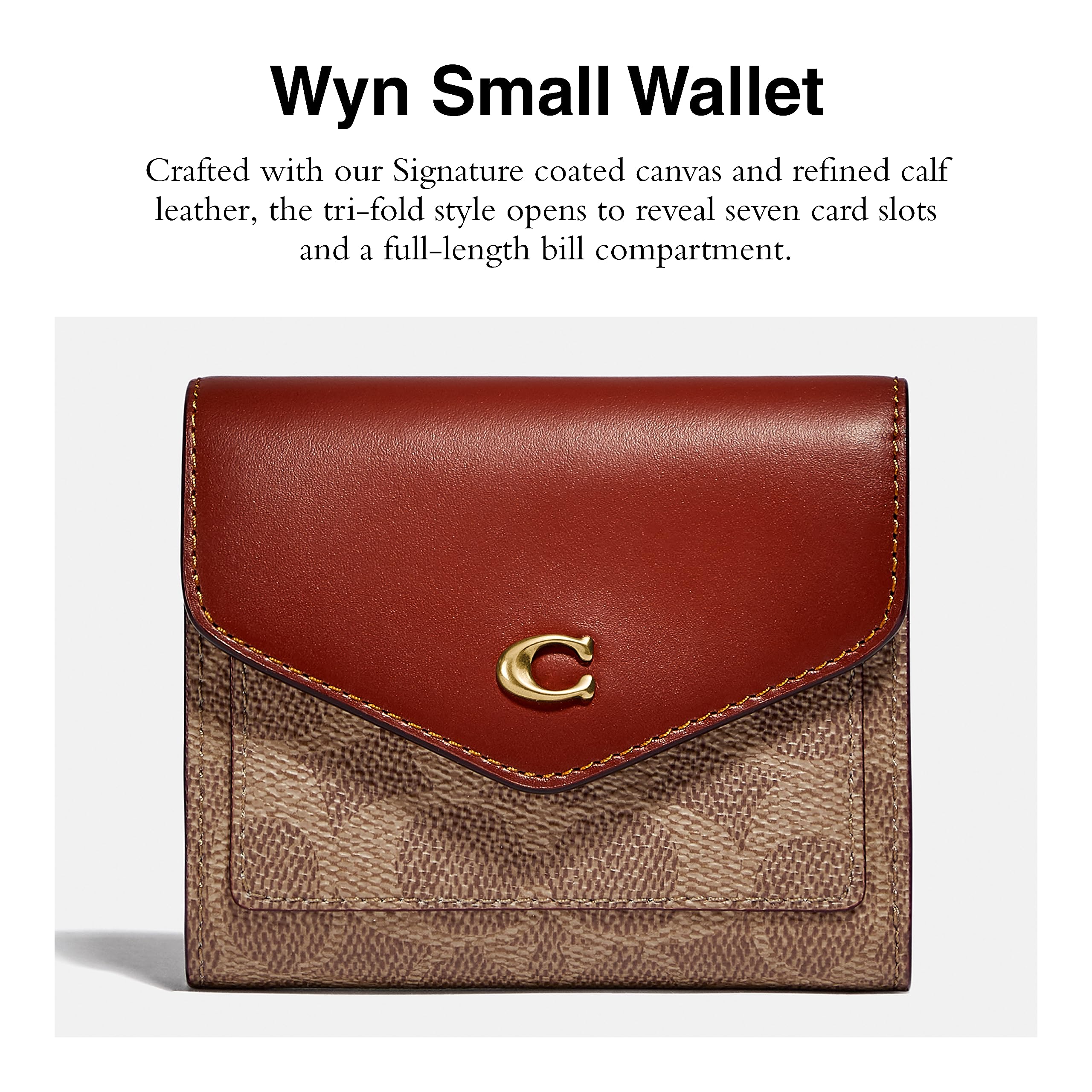 Coach Color-block Coated Canvas Signature Wyn Small Wallet, B4/Tan Rust, One Size