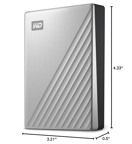WD 2TB My Passport Ultra, Silver, Portable External Hard Drive, backup software with defense against ransomware, and password protection, USB-C and USB 3.1 - WDBC3C0020BSL-WESN