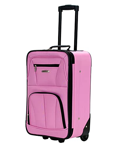 Rockland Fashion Softside Upright Luggage Set, Expandable, Pink, 2-Piece (14/19)