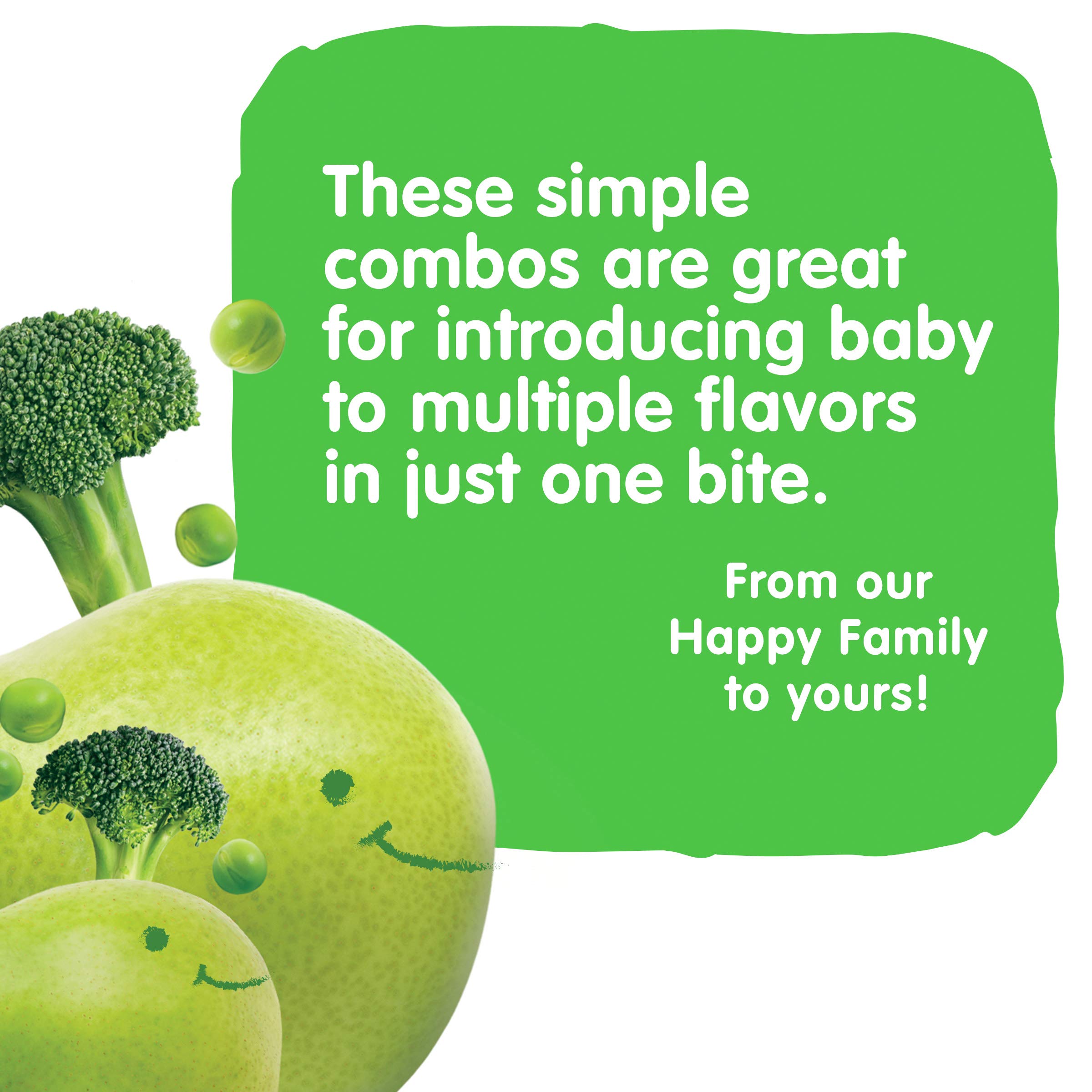 Happy Baby Organic Stage 2 Baby Food, Simple Combos, Broccoli, Pears & Peas, 4 Ounce (Pack of 16), 64 Ounce