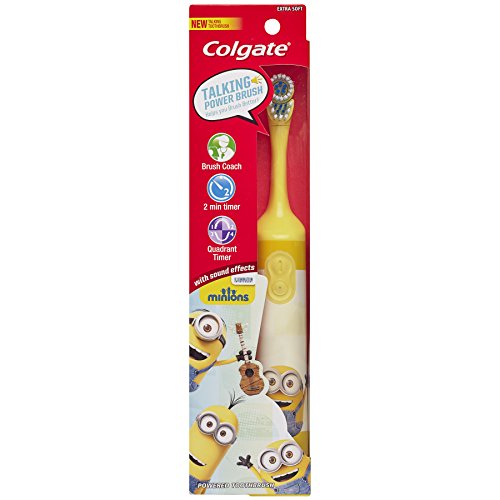 Colgate Battery Powered Kids Interactive Talking Toothbrush, Minions (Colors Vary)