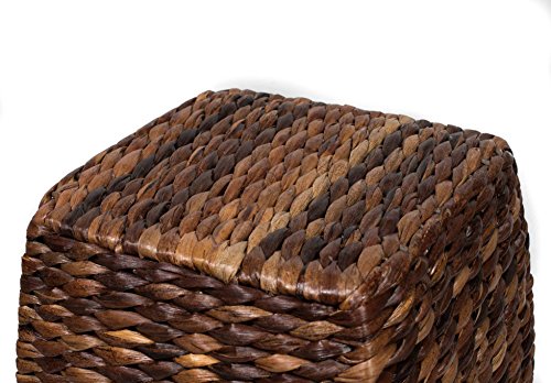 BIRDROCK Home Seagrass Accent Stool - Made of Hand Woven Natural Seagrass - 21 Inch Upholstered Stool for Living Room, Bathroom, Closet, and Bedroom - Modern Rustic Design Seat - Espresso