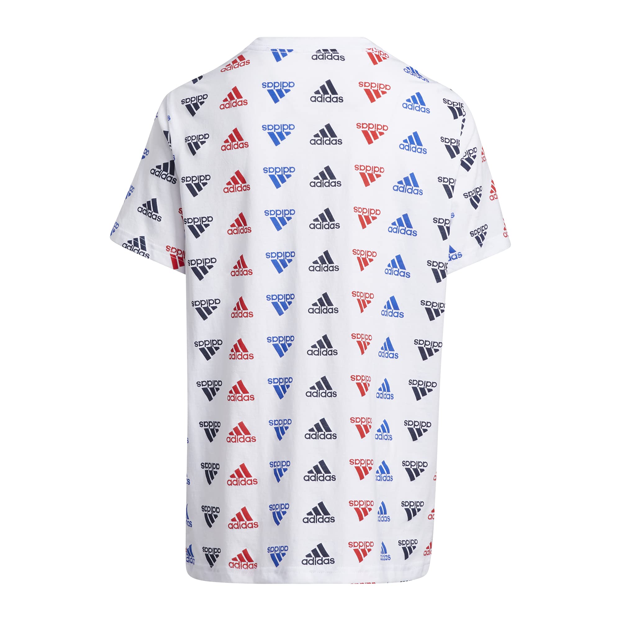 adidas Boys' Brand Love Printed T-Shirt (as1, Alpha, l, Regular, White/Vivid Red/Blue)