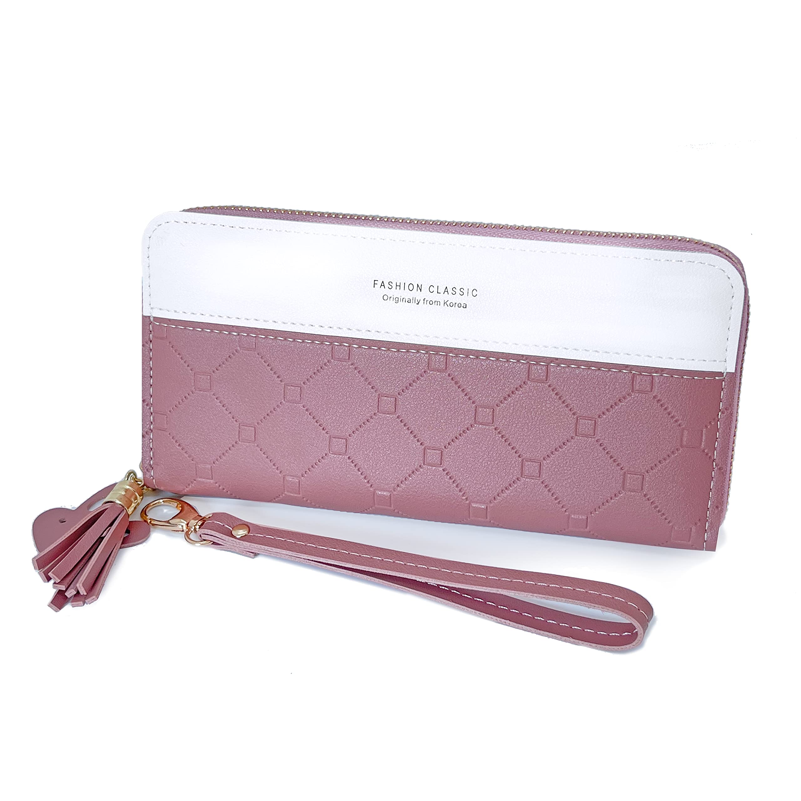 LCLWIN RFID Wallets for Women PU Leather Multi Credit Card Large Capacity Zip Around Clutch Travel Purse, 3.8 women's Day gifts…, Pink