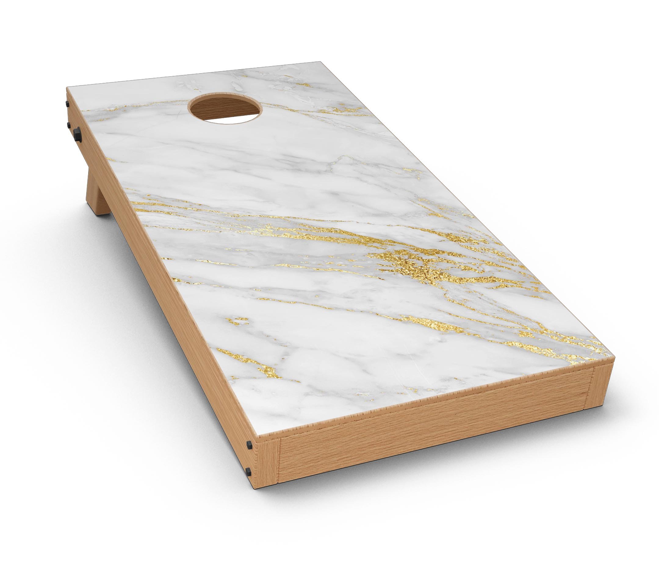 Design Skinz Marble Skin Set for Cornhole (Skin Only) - Marble & Digital Gold Foil V4
