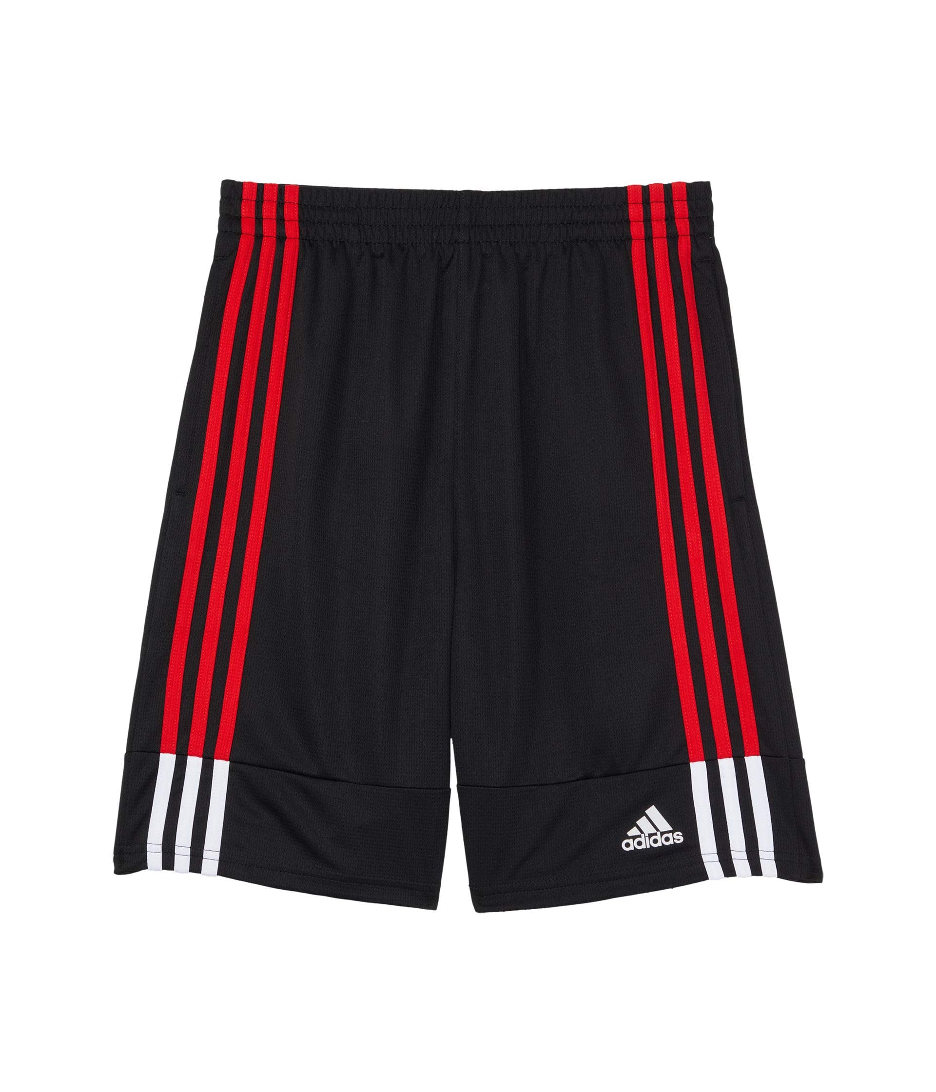 adidas Boys' Clashing 3-Stripes Shorts, Black with Vivid Red, Small (8)