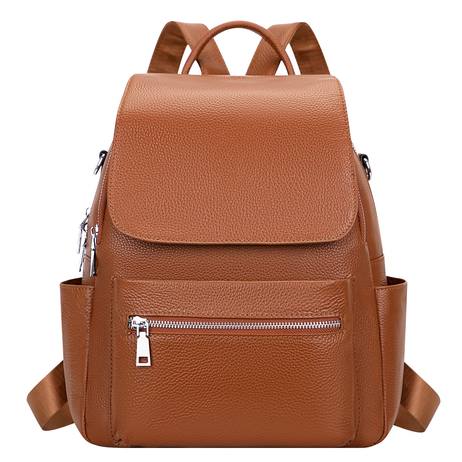 ALTOSY Genuine Leather Backpack Purse for Women Convertible Shoulder Bag Fashion Rucksack Backpack with Flap(A138 Brown)