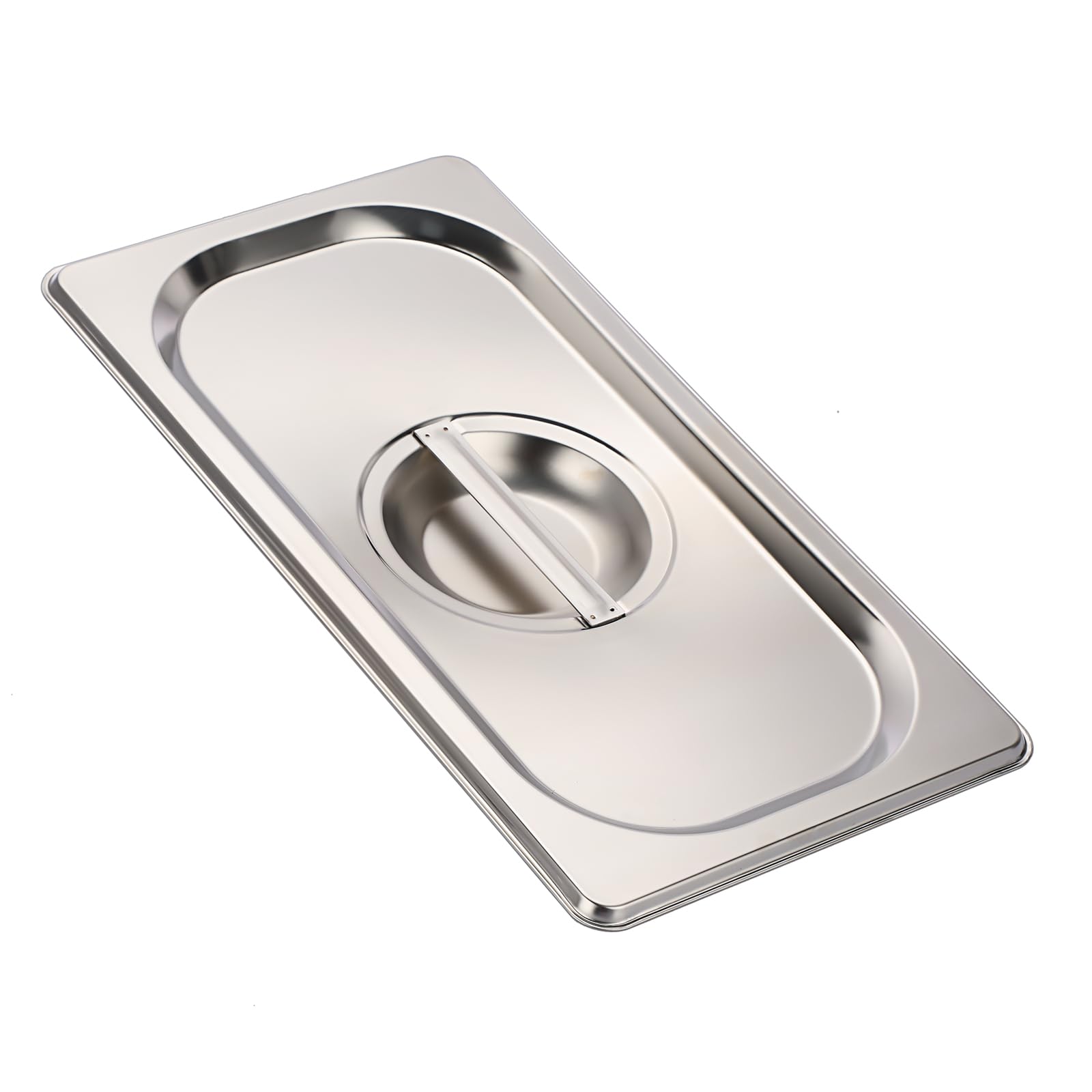 BSTKEY 10 Pack 1/3 Steam Table Pan Covers Stainless Steel Hotel Pan Lid with Handle, Catering Food Pan Cover,Hotel Pan Cover