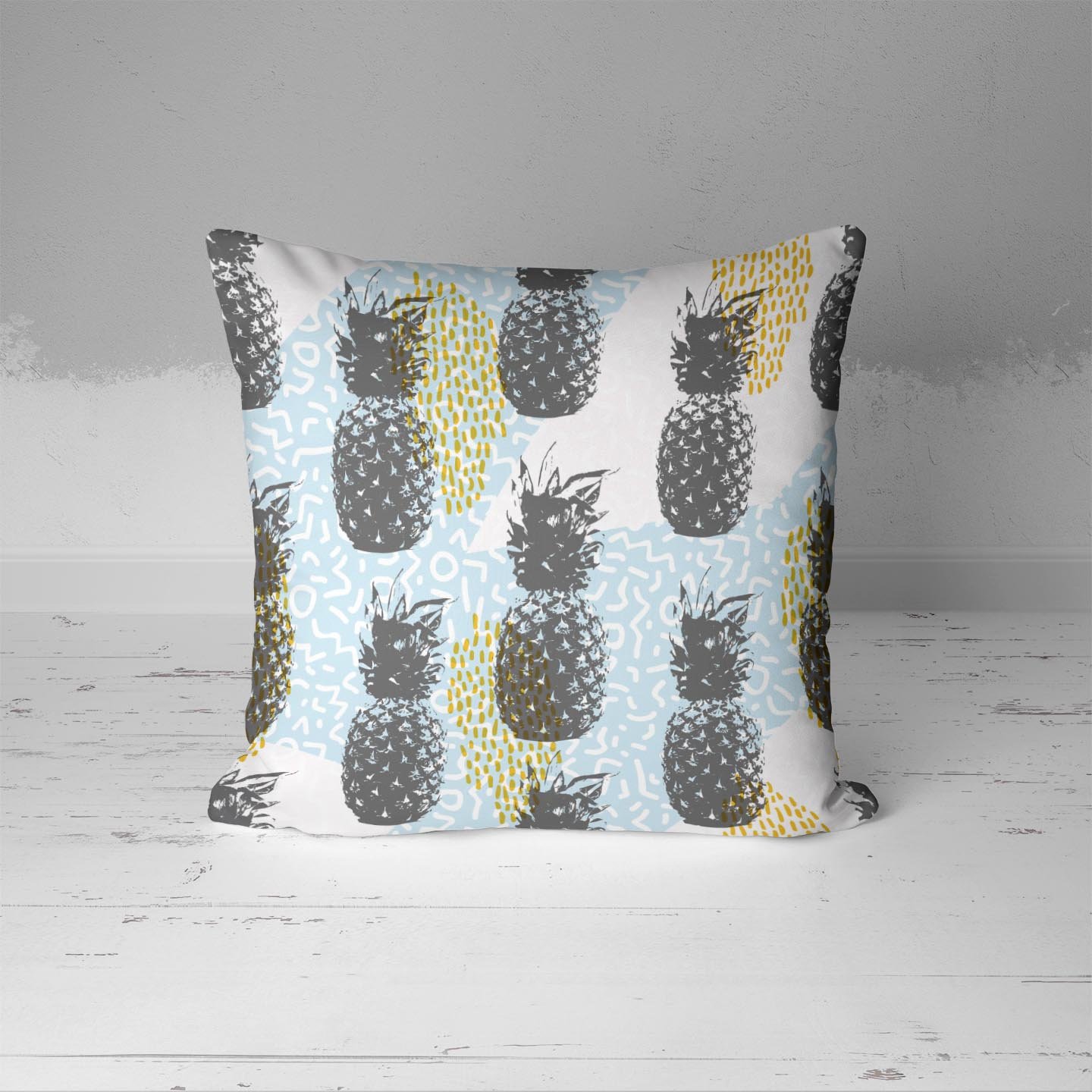 iiRov Summer Design Ink-Fuzed Decorative Throw Pillow - Retro Summer Pineapple v5