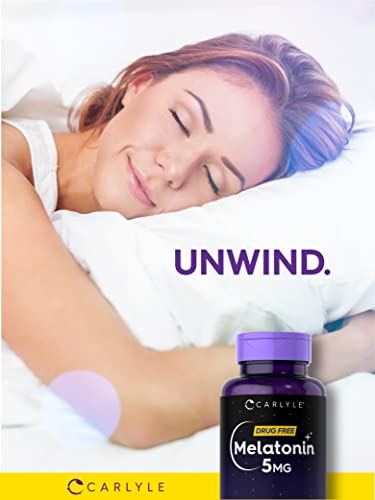 Carlyle Melatonin 5mg | 300 Tablets | Drug Free Supplement | Vegetarian, Non-GMO, Gluten Free