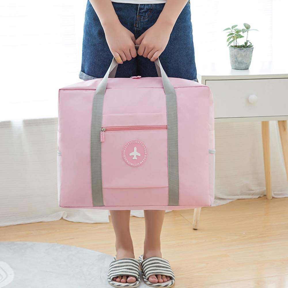 AINAAN Travel Foldable Bag & Portable Duffel for Women, Men& Kids - Waterproof Lightweight Carry On Luggage (Pink)