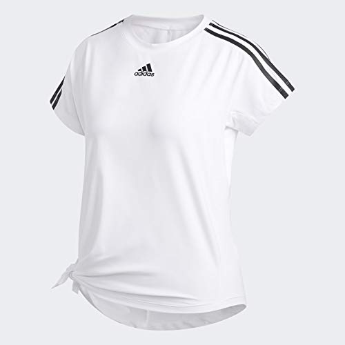 adidas Women’s 3-Stripes Tie Tee, White, X-Large