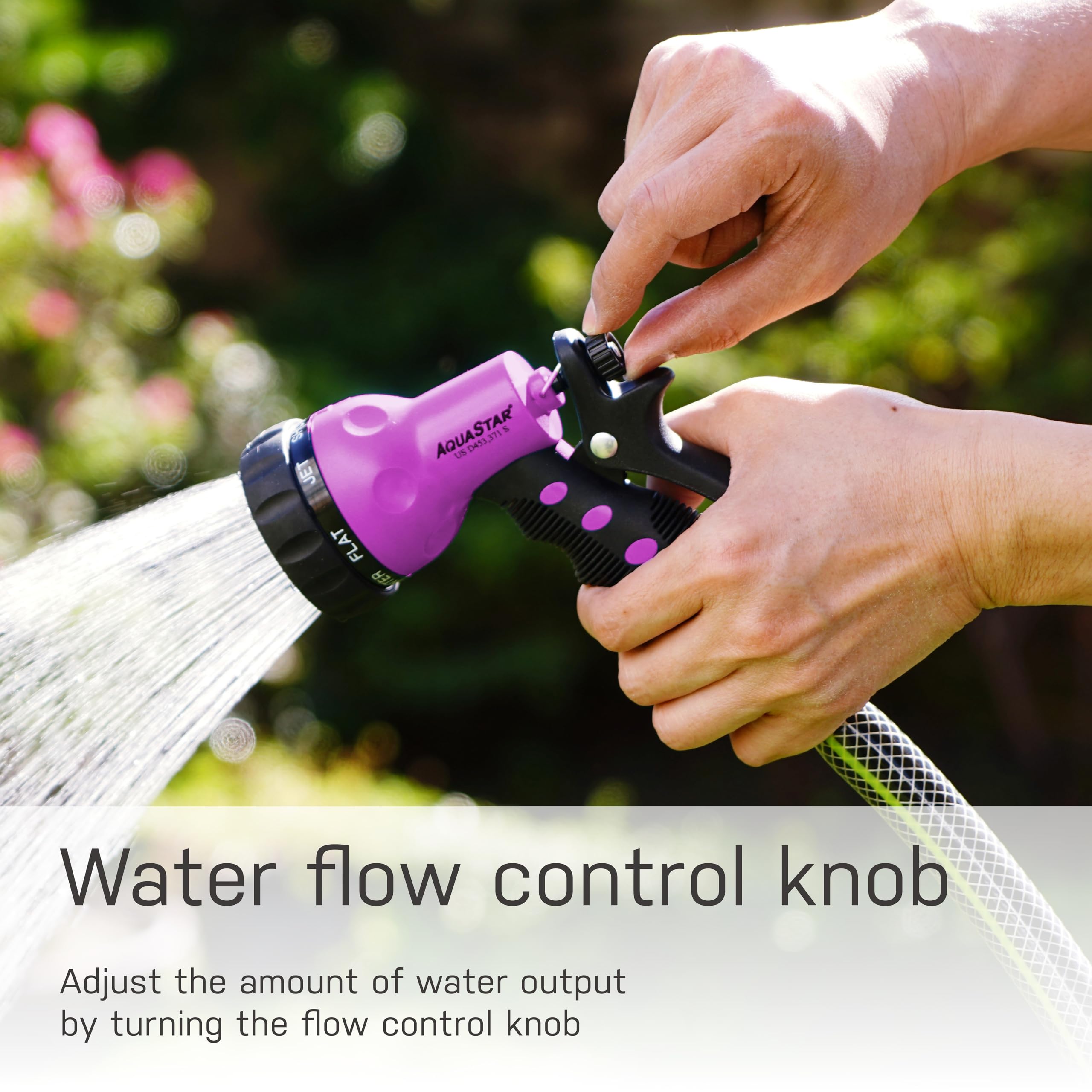 AQUASTAR 7-Pattern Rear Trigger Nozzle(Purple), Spayer Nozzle, Hose Watering Nozzle, Lawns&Garden, Hose Nozzle Spryer, Adjustable 7 watering pattern Nozzle