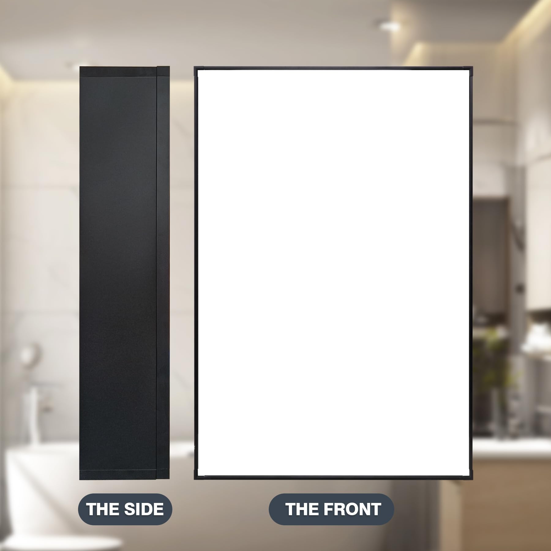 ANTIS'S HOME Medicine Cabinet, Black Bathroom Mirror with Storage, Mirror Cabinet Wall Mounted Aluminum Storage Cabinet, Rectangle Modern Vanity Cabinet, Non-recessed, 16 x 24 inch