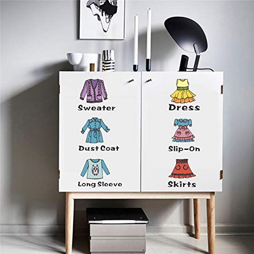 Maydahui 2 Sheets(31 Count) Dresser Clothing Decals 11 * 11inch Boys Girls Clothing Sort Wall Sticker Removable Clothes Classification Label for Wardrobe Drawer Organizing Home Bedroom Decoration
