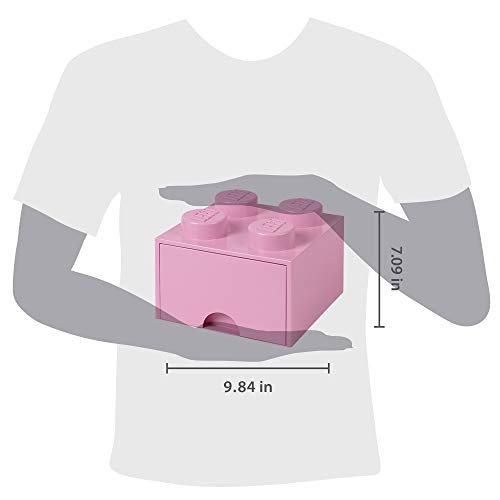 Room Copenhagen LEGO Brick Drawer, 4 Knobs, 1 Drawer, Stackable Storage Box, Light Pink