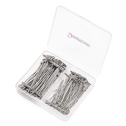 Dreamlover Straight Sewing Pins, T Pins for Mannequin Wig Head, Blocking Pins, Long Push Cubicle Pins, Straight Pins with Large Heads, 100 Pieces, 1.5 Inches and 2.0 Inches