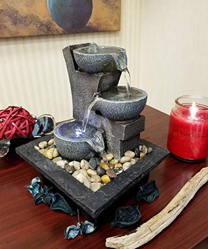 Danner Manufacturing, Inc, Aura Meditation Fountain with 3 Tiered LED Waterfall, Pack of 1, 03801