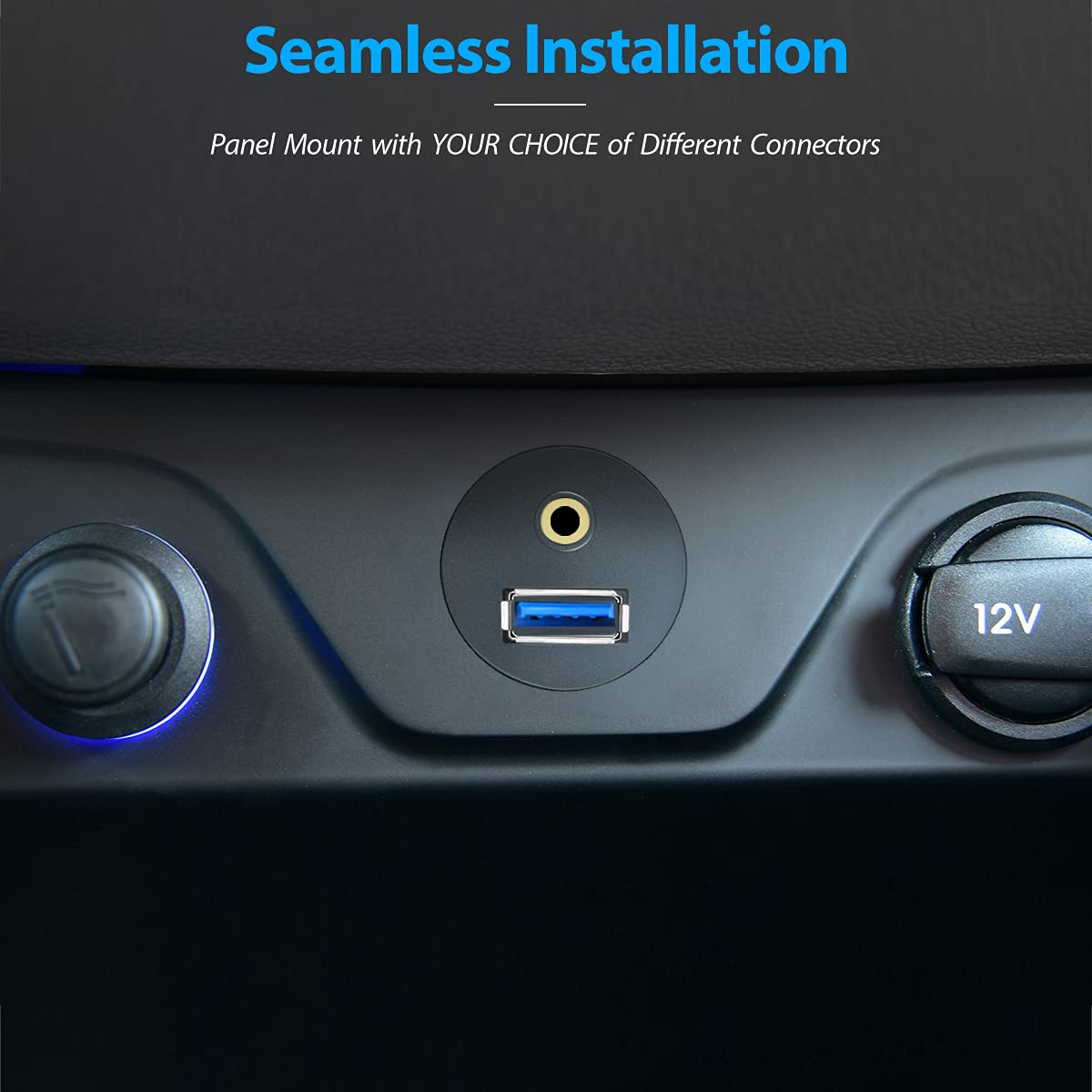URWOOW Flush Mount Cable Kit 3 ft USB 3.0 Male to Female and 2 RCA Male to 3.5mm Female AUX Extension Cable Dashboard Panel Dash Mount Port 3 feet