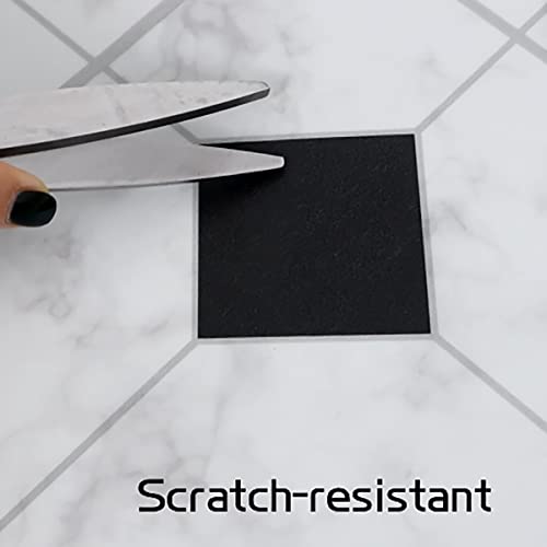 CiCiwind Peel and Stick Floor Tiles 12 PCS-12" x 12" Self Adhesive Black & White Marble Lattic Pattern Floor Tiles for Bathrooms,Kitchen,Living Room,Dining Room