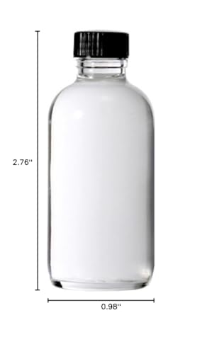 Premium Vials 4 Oz (120 ml) CLEAR Boston Round Glass Bottle w/Cap - Pack of 6