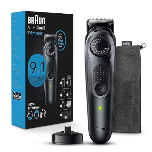 Braun All-in-One Style Kit Series 5 5490, 9-in-1 Trimmer for Men with Beard Trimmer, Body Trimmer for Manscaping, Hair Clippers & More, Ultra-Sharp Blade, 40 Length Settings, Waterproof