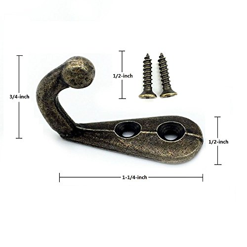 Richohome Bronze Vintage Wall Mounted Small Single Hook Hangers,Pack of 20