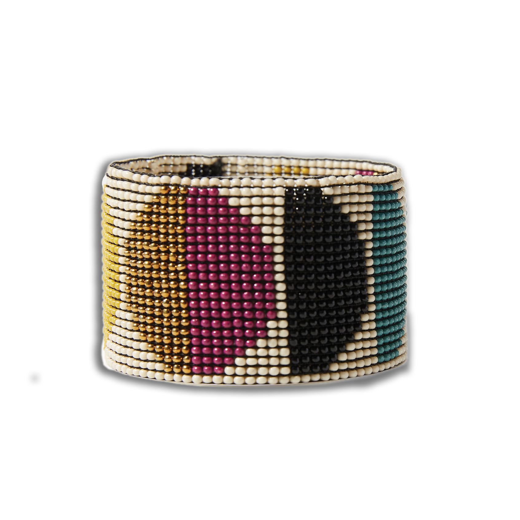 INK + ALLOY Women's Muted Circles Stretch Beaded Cuff Bracelet Handmade Jewelry for the Modern Bohemian