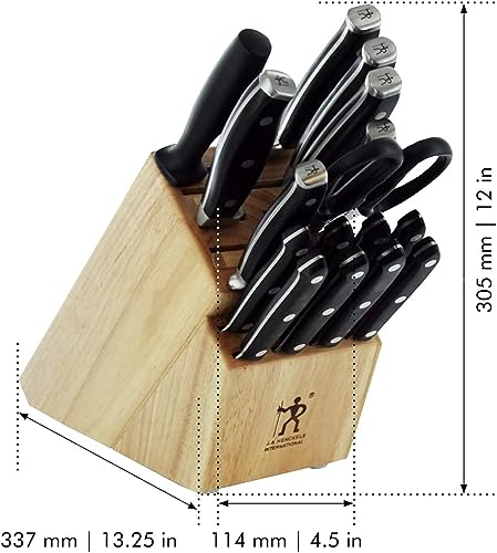 HENCKELS Forged Premio Knife Block Set, 17 Piece, Black