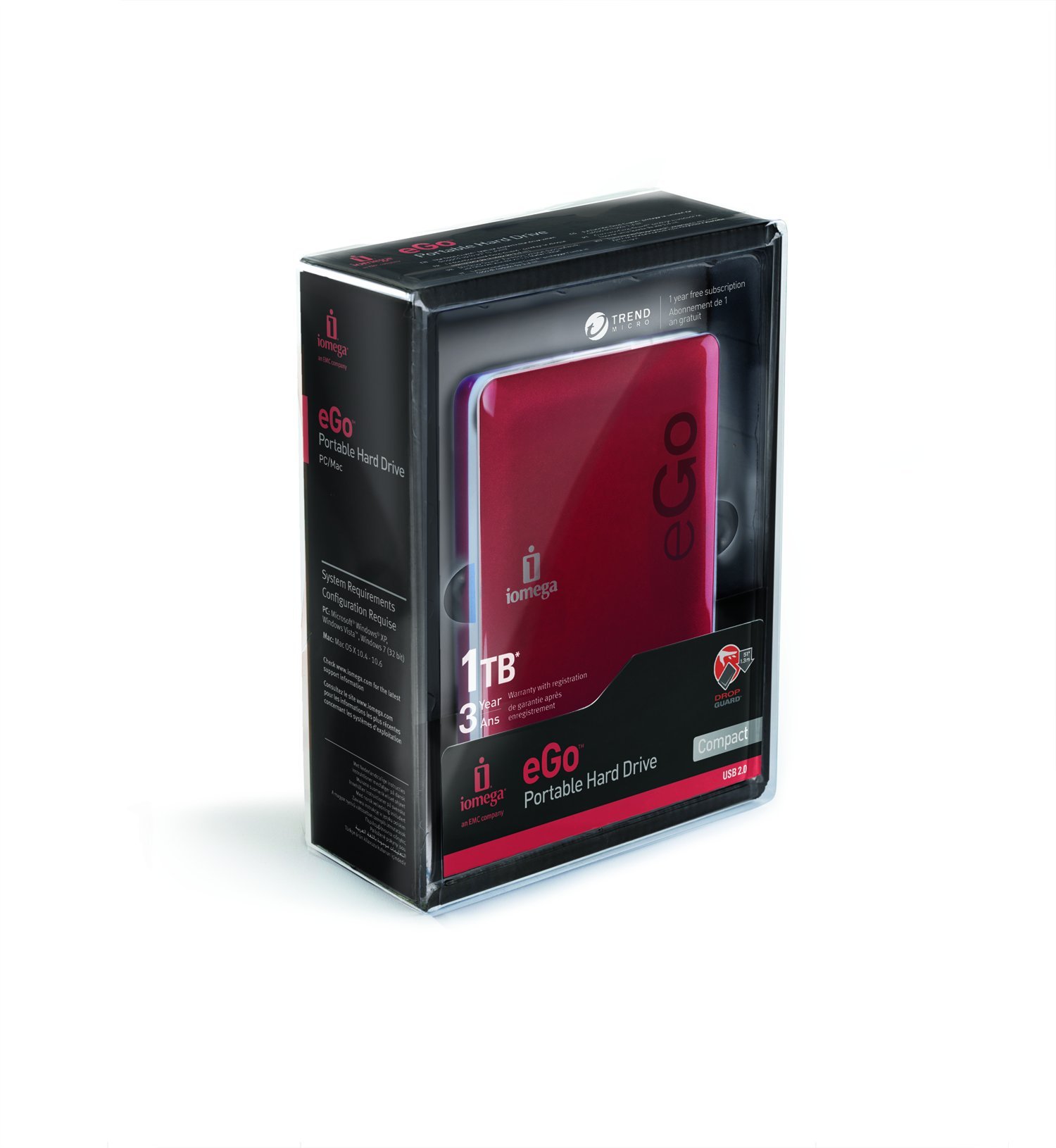 Iomega eGo Compact Edition USB 2.0 1TB Portable External Hard Drive 34882 (Ruby Red)