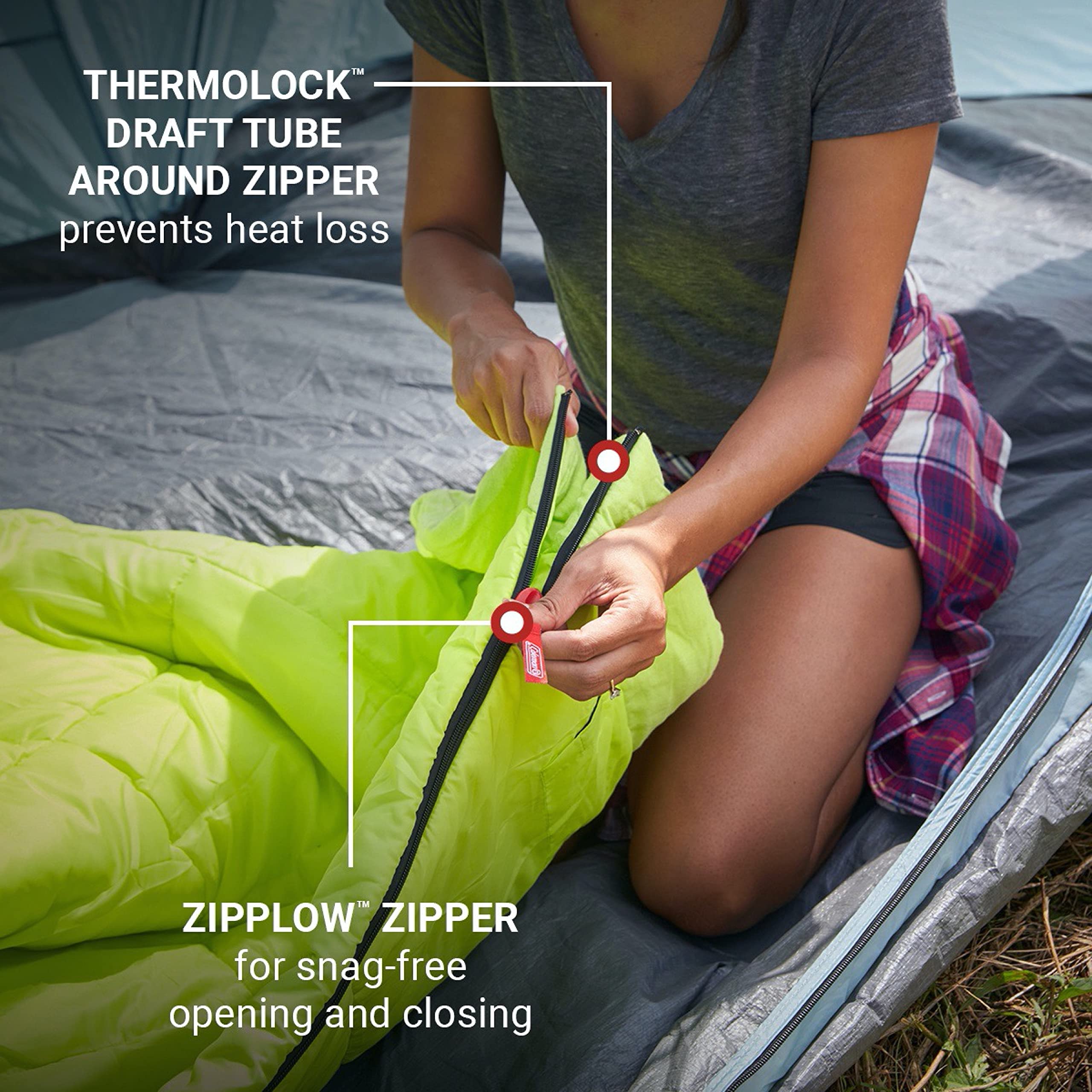 Coleman Kompact Sleeping Bag, Indoor/Outdoor Lightweight Sleeping Bag for Adults, 20°F/30°F/40°F Options for Camping, Hiking, Backpacking with Included Compression Sack; Big & Tall