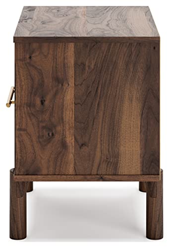 Signature Design by Ashley Calverson Modern 1 Drawer Nightstand with Open Cubby, 21.18" Tall, Dark Brown