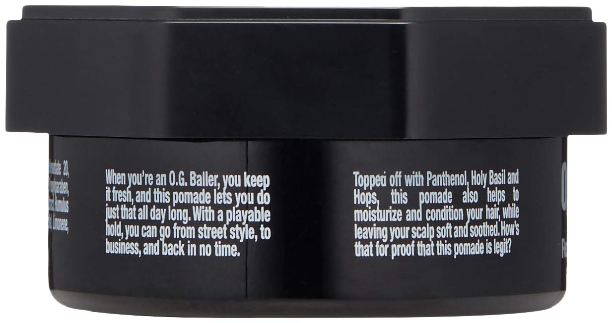 GIBS Grooming OG Baller Pomade- Flex Hold Medium Shine- With Holy Basil Oil, & Panthenol For Men, 3 oz