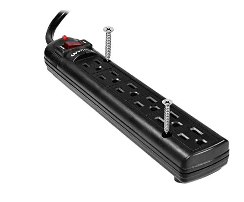 Weltron - 6 Outlet Surge Protector Power Strip 10 ft. Black (WSP-600PLF-10BK)