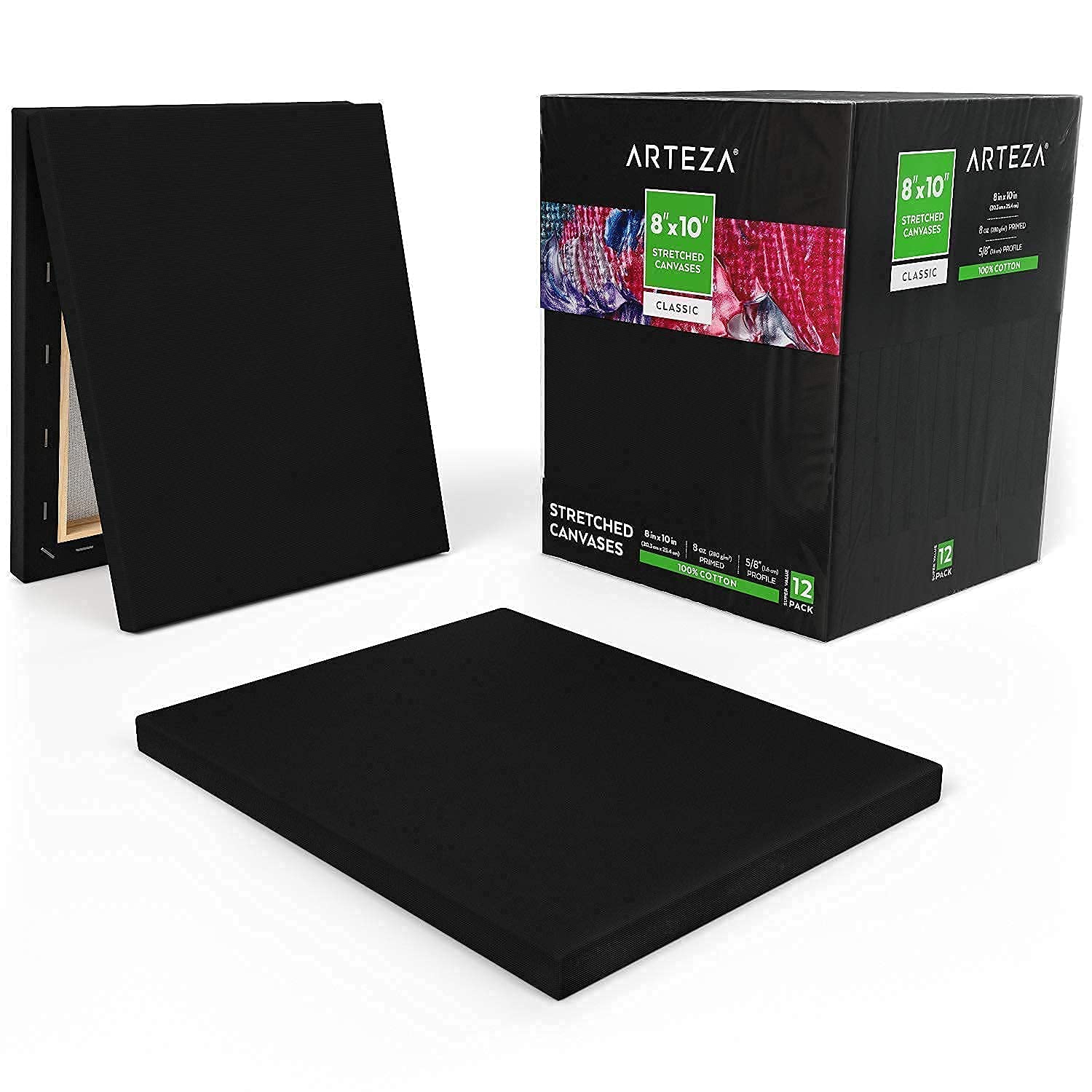 ARTEZA Gouache and Black Canvas Bundle, Painting Art Supplies for Artist, Hobby Painters & Beginners