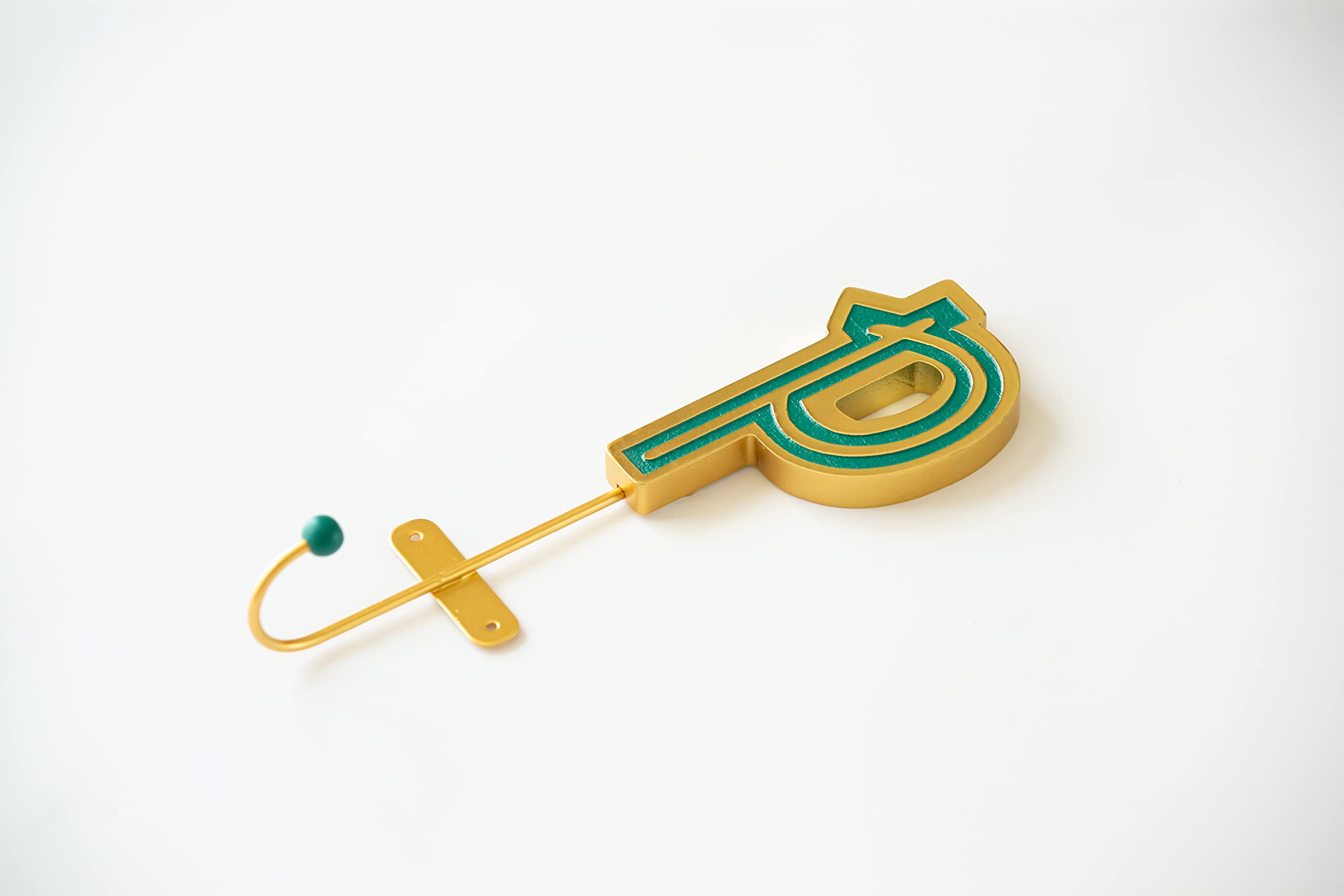 COLLECTIVE HOME - Monogram Wall Hooks, Wall Mounted Hooks for Hanging, Wood Letters for Wall Decor, Home-Bedroom-Livingroom Gold Decor, Decorative Wall Hangers for Coat, Scarf, Bag(P)