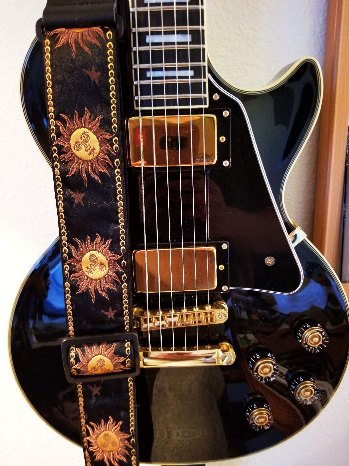 Dopro 4x Metric LP Black with Gold Custom Guitar Speed Dial Knobs Control Knobs for Epi Les Paul/Import Guitar Bass w/Coarse 5.8mm Split Pots